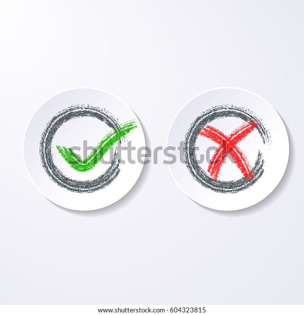 Modern Check Mark Stickers Brush Stroke Stock Vector (Royalty Free ...