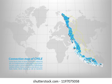 Modern Chile Map Connections Network Design: vector de stock (libre de ...