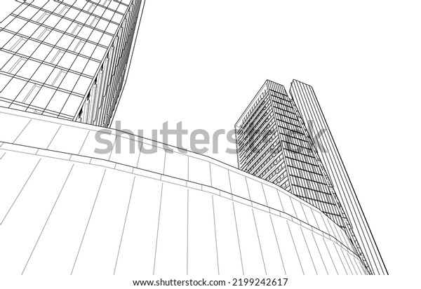 Modern City Buildings Vector Drawing Stock Vector (Royalty Free ...