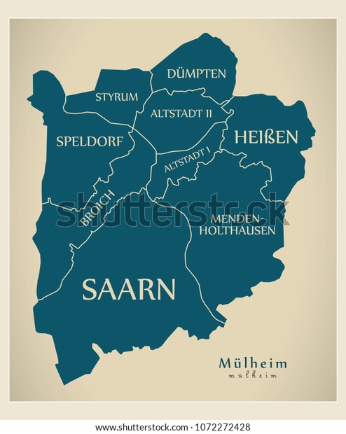 Modern City Map Mulheim City Germany Stock Vector (Royalty Free ...