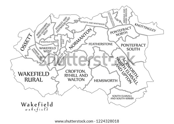 Modern City Map Wakefield City England เวกเตอร์สต็อก (ปลอดค่าลิขสิทธิ์ ...