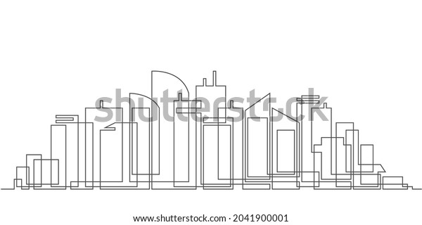 Modern Cityscape Continuous One Line City Stock Vector (Royalty Free ...