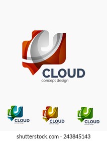 Modern Cloud Company Logo Set Made Stock Vector (Royalty Free ...
