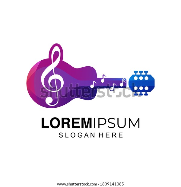Modern Color Guitar Gradient Logo Template Stock Vector (Royalty Free ...