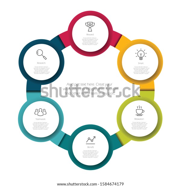 Modern Colorful 6 Step Cycle Infographic Stock Vector (Royalty Free ...
