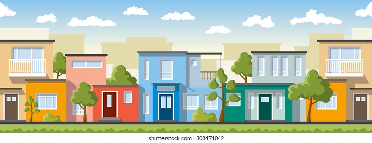 Modern Colorful Houses Usable Continuous Background Stock Vector ... Modern Colorful Houses Usable Continuous Background Stock Vector ...