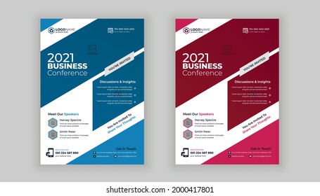 Modern Conference Flyer Design Template 2021 Stock Vector (Royalty Free ...