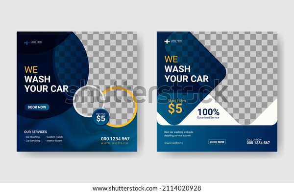 modern creative car wash social media post - Stock Image - Everypixel