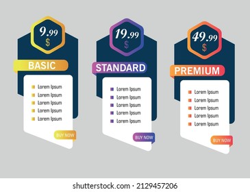 Modern Creative Price List Comparison Design Stock Vector (Royalty Free ...