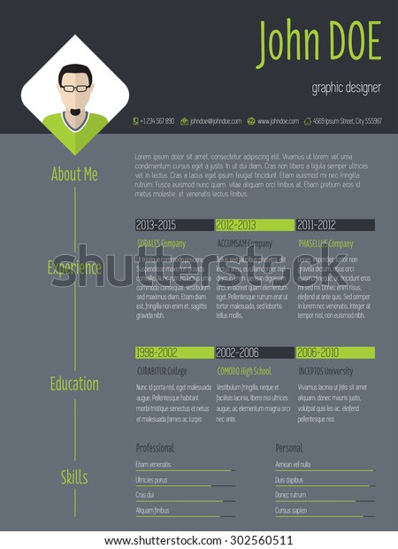 Modern curriculum vitae resume CV template with photo and dark background Modern curriculum vitae resume CV template with photo and dark background