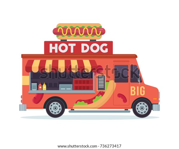 Modern Delicious Commercial Food Truck Vehicle - Hot Dog Meals Modern Delicious Commercial Food Truck Vehicle - Hot Dog Meals