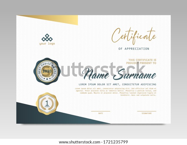Modern Design Certificate Certificate Template Awards Stock Vector ...