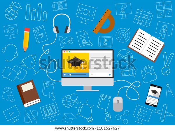 Modern Design Elearning Online Education Concept Stock Vector (Royalty ...