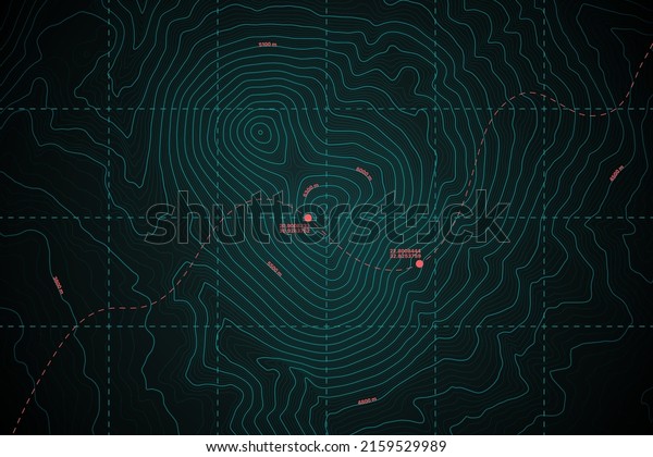 Modern Detailed Digital Ui Topographic Map Stock Vector (Royalty Free ...