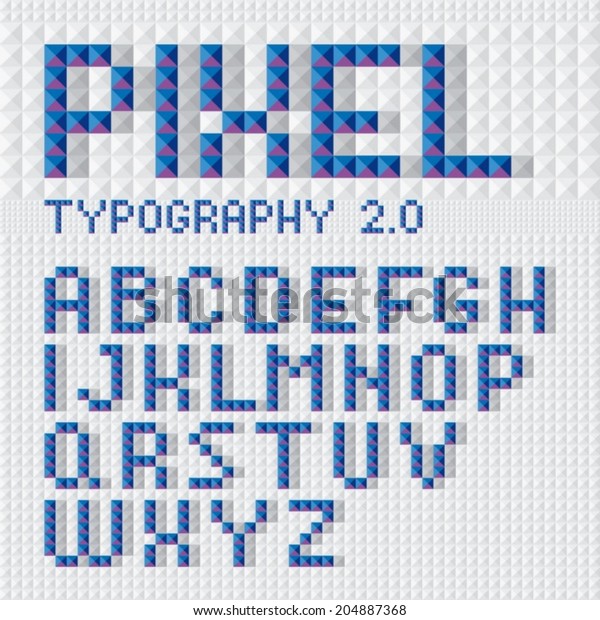 Modern Digital Font Made Pyramid Pixels Stock Vector (Royalty Free ...