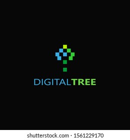 Modern Digital Tree Logo Vector Stock Vector (Royalty Free) 1561229170 ...