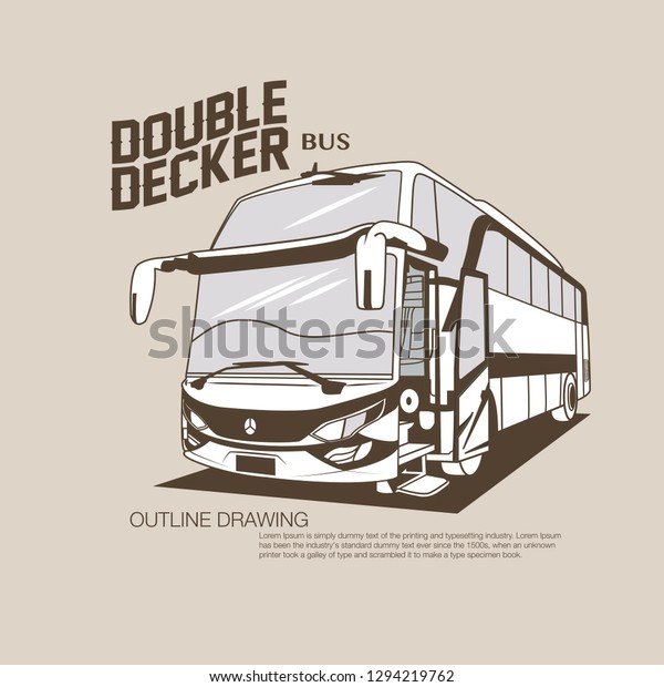 Modern Double Decker Bus Outline Drawing Stock Vector (Royalty Free ...