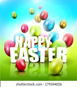 Modern Easter Background Colorful Eggs Happy Stock Vector (Royalty Free ...