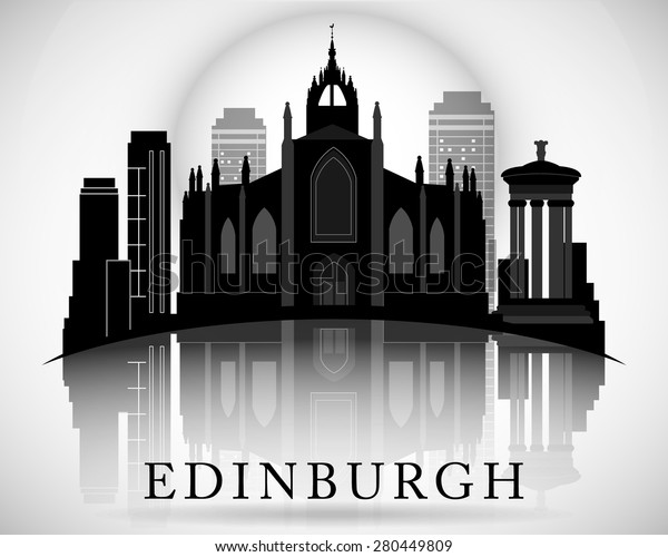 Modern Edinburgh City Skyline Design Scotland Stock Vector (Royalty ...
