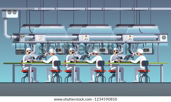 Modern Electric Pcb Factory Assembly Line Stock Vector (Royalty Free ...