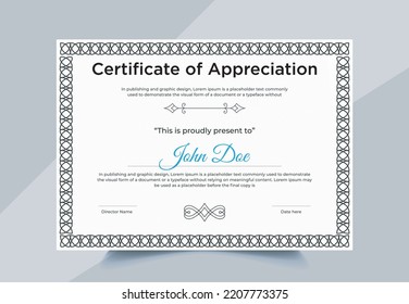 Modern Elegant Certificate Design Vector Template Stock Vector (Royalty ...