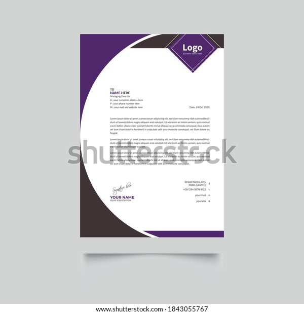 Modern Elegant Violet Color Professional Letterhead: เวกเตอร์สต็อก ...