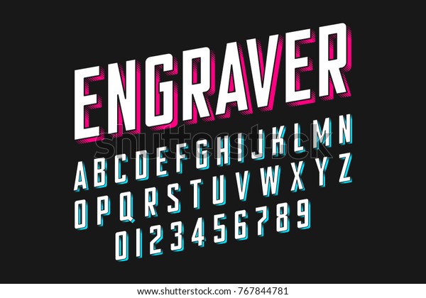Modern Engraved Font Vector Illustration Stock Vector (Royalty Free ...