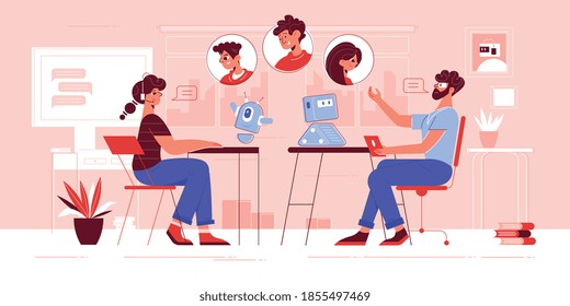 Modern Family Using Artificial Intelligence Chatbot Stock Vector ...