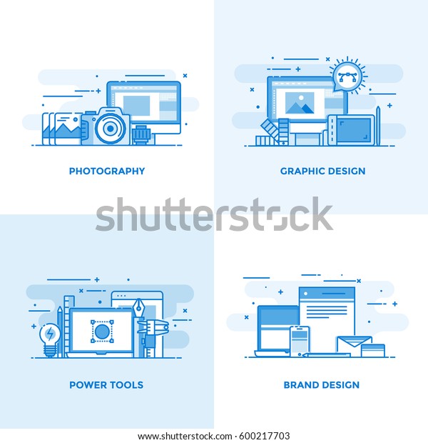 Modern Flat Color Line Designed Concepts Stock Vector (Royalty Free ...