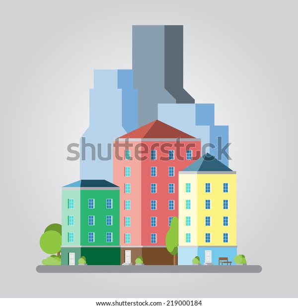 Modern Flat Design Cityscape Illustration Stock Vector (Royalty Free ...