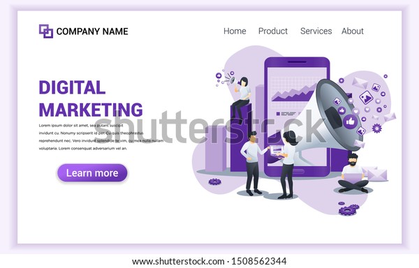 Modern Flat Design Concept Digital Marketing Stock Vector (Royalty Free ...