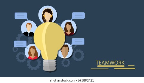 Modern Flat Illustration Teamwork Reach Goal Stock Vector (Royalty Free ...