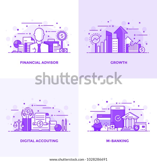 Modern Flat Purple Color Line Designed Stock Vector (Royalty Free ...