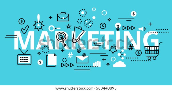 Modern Flat Thin Line Design Vector Stock Vector (Royalty Free) 583440895