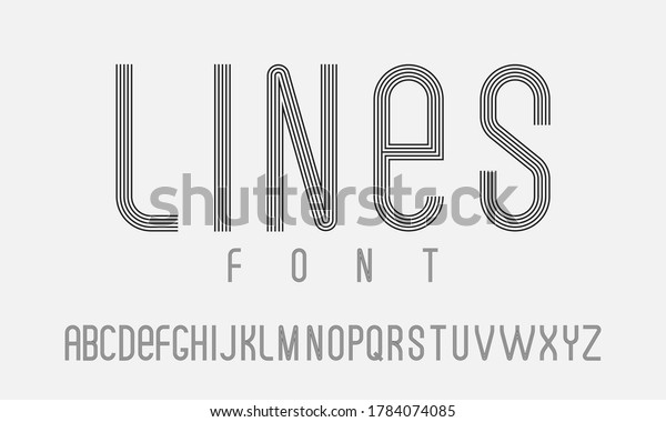 Modern Font Consisting Parallel Lines Rounded Stock Vector (Royalty ...