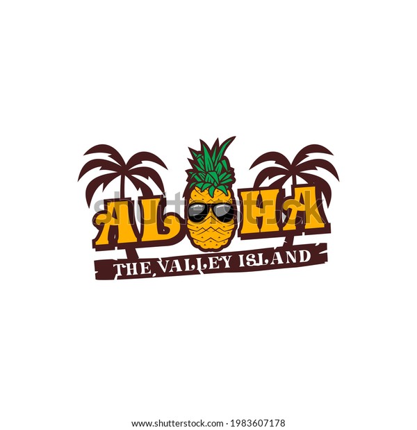Modern Fun Aloha Logo Design Pineapple Stock Vector (Royalty Free ...