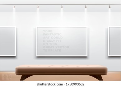 Modern Gallery Space Bench Spotlight Detailed Stock Vector (Royalty ...