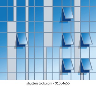 Modern Glass Building Open Windows Vector Stock Vector (Royalty Free ...
