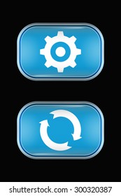 Modern Glass Buttons Settings Refresh Rectangular Stock Vector (Royalty ...
