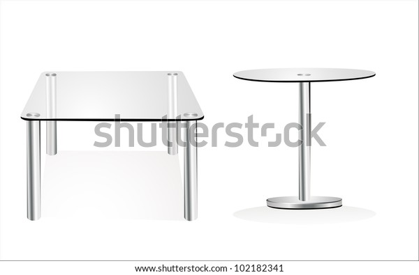 Modern Glass Table Isolated On White Stock Vector (Royalty Free) 102182341