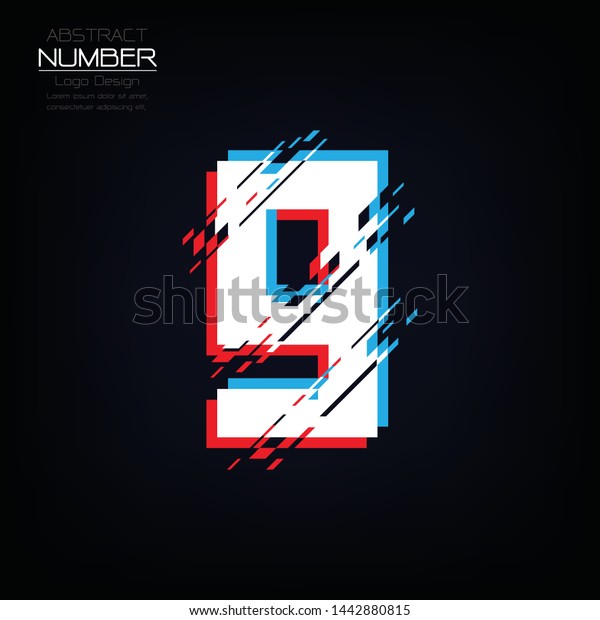 Modern Glitch Number Nine Template Abstract Stock Vector (Royalty Free ...