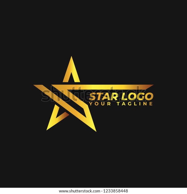 Modern Gold Star logo in elegant style with Black Background