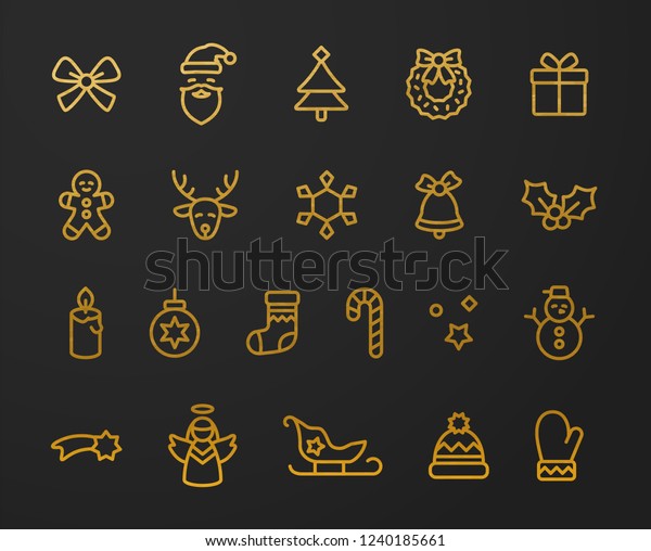 Modern Golden Christmas Icon Set Stock Vector (Royalty Free) 1240185661 ...