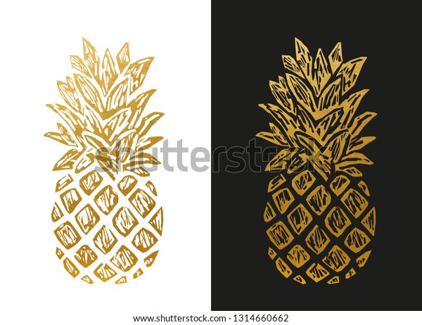Modern Golden Pineapple Shape Stock Vector (Royalty Free) 1314660662 ...