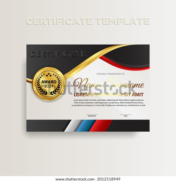 Modern Gradient Color Certificate Template Design Stock Vector (Royalty ...