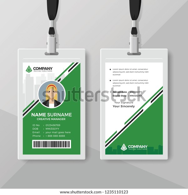 Modern Green Id Card Design Template Stock Vector (Royalty Free ...