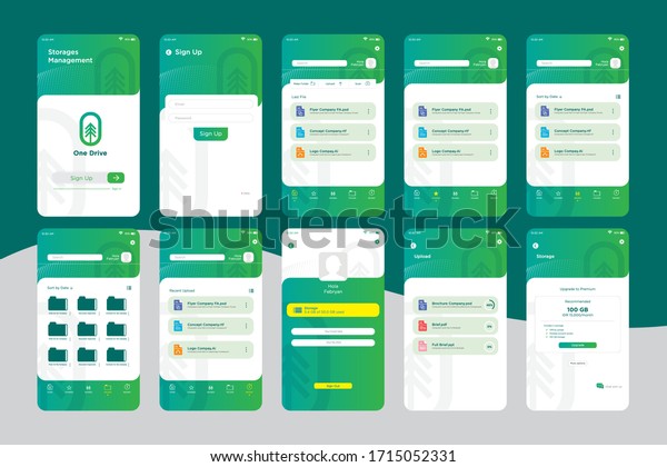 Modern Green Storage Management App Ui Stock Vector (Royalty Free ...