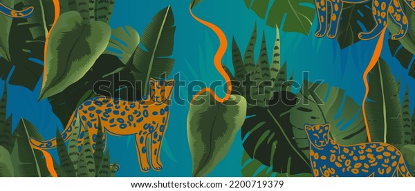 Modern Hand Drawn Abstract Jungle Pattern Stock Vector (Royalty Free ...