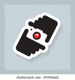 Modern Hands Holding Camera Icon Stock Vector (Royalty Free) 597042662 ...