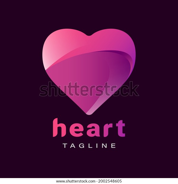 Modern Heart Logo Design Gradient Pink Stock Vector (Royalty Free ...
